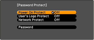 Selecting Password Security Types - Projector Repair World Hyderabad